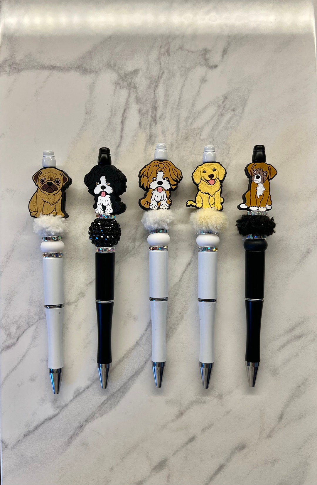 Dog Breed Beaded Pens, Silicone Focal Beads, Boxer, Golden Retriever ...