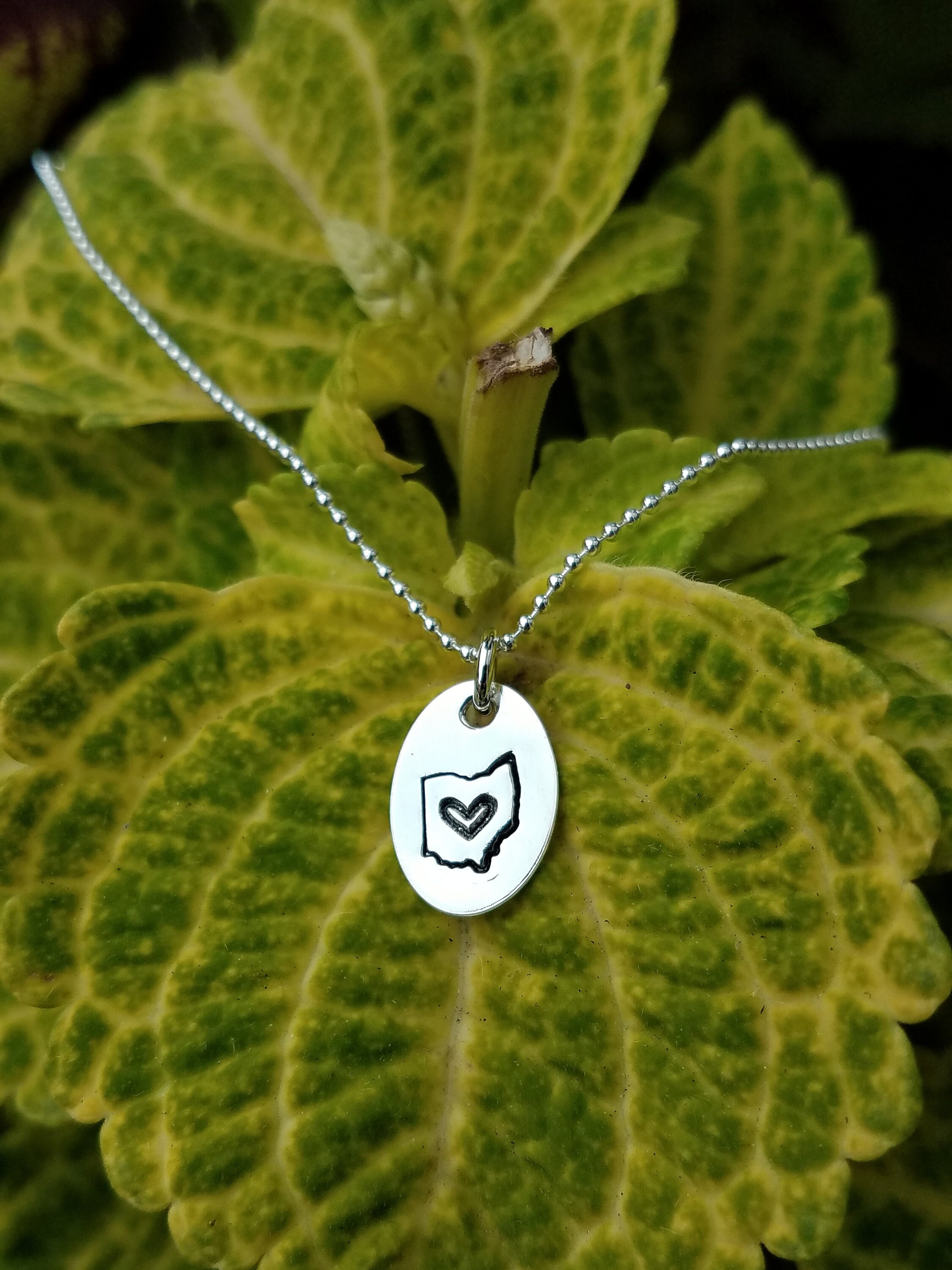 State of Ohio Sterling Silver Necklace Ohio Outline With - Etsy