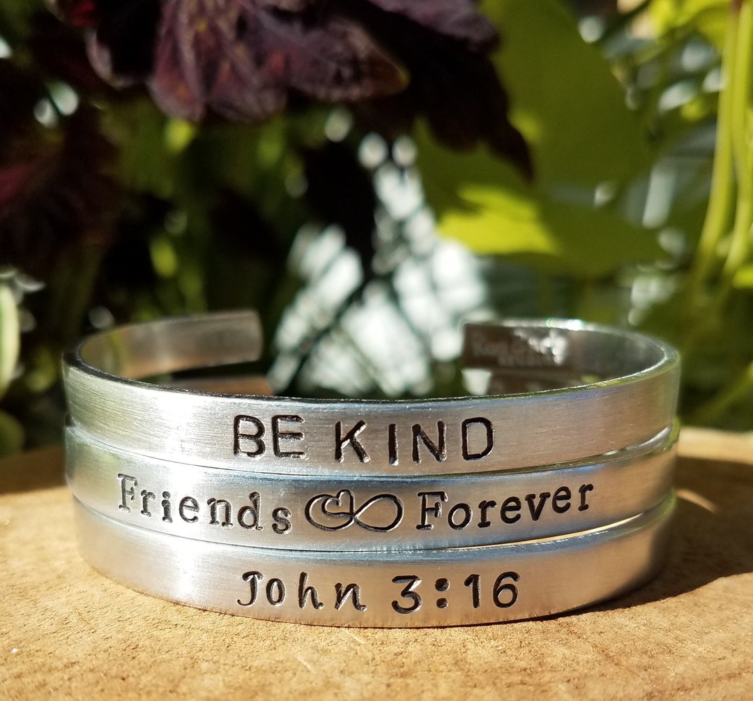 Create Your Own Custom Hand-stamped Bangle - 1/4" Aluminum; Personalize ...