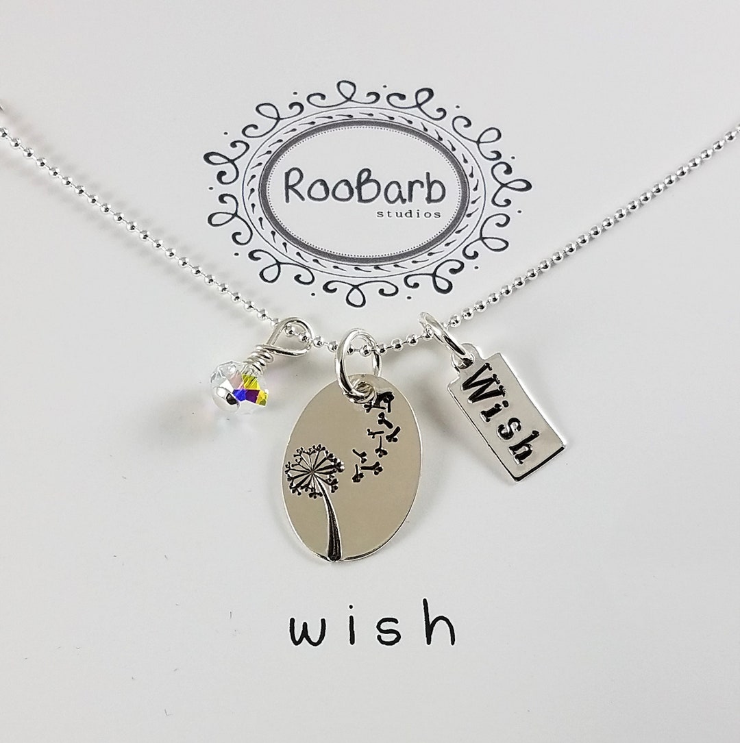 Wish / Dandelion Necklace; Sterling Silver; Custom, Hand-stamped ...