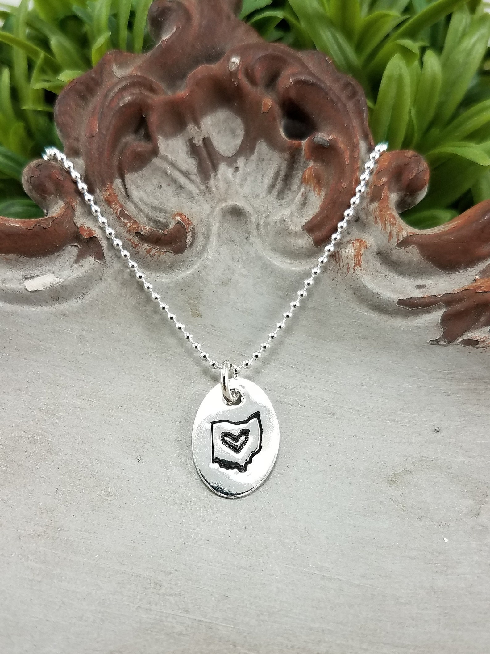State of Ohio Sterling Silver Necklace Ohio Outline With - Etsy