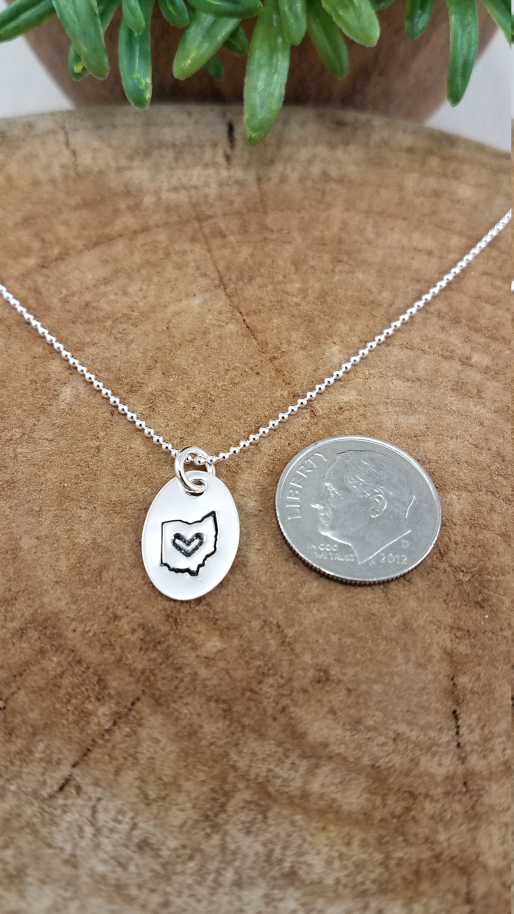 State of Ohio Sterling Silver Necklace Ohio Outline With - Etsy