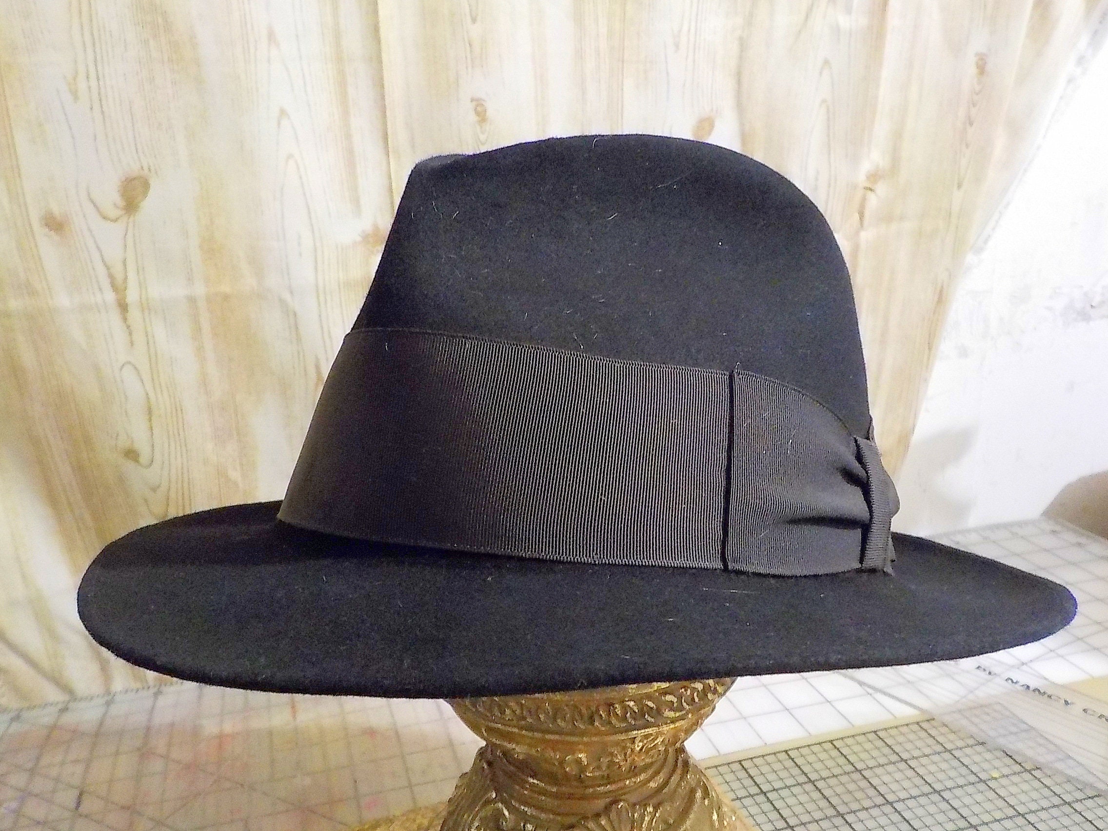 Vintage ALEXANDER Fur Felt Hat, Black Size 7 1/4 - Etsy