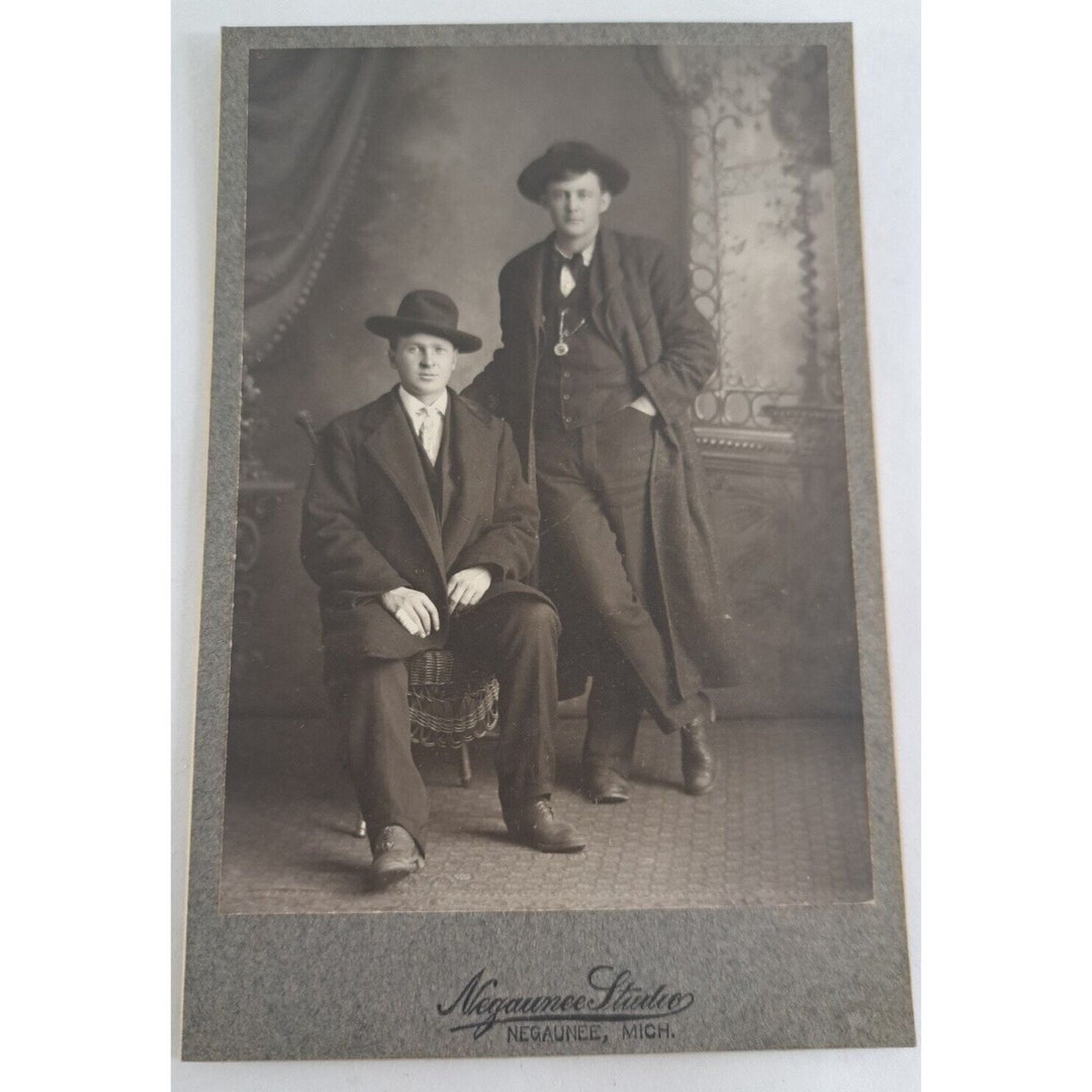 Antique Cabinet Card Photograph Young Men W Fedora Hats Edwardian Early ...