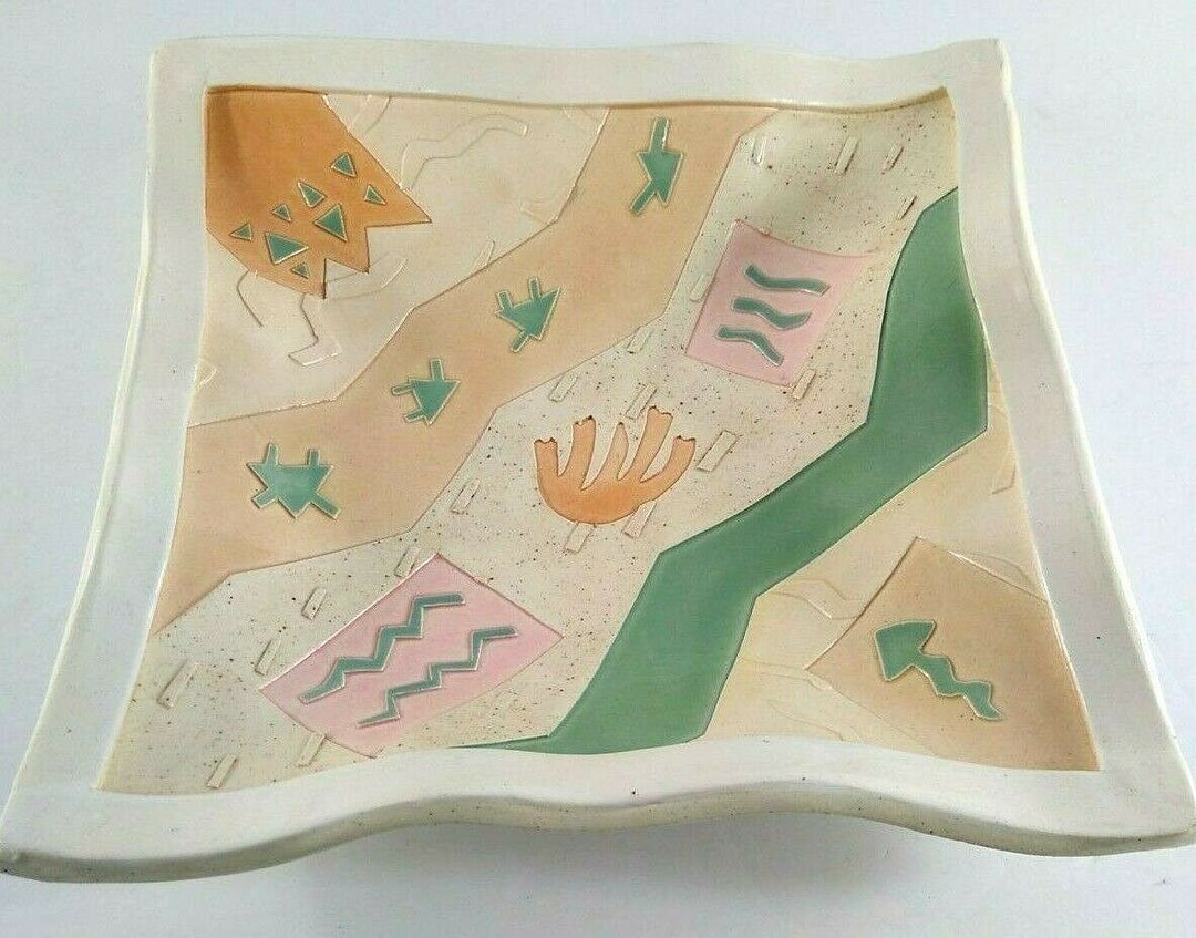 Vintage 80s Barbara Demery Ceramic Glazed Studio Square Bowl Southwest ...