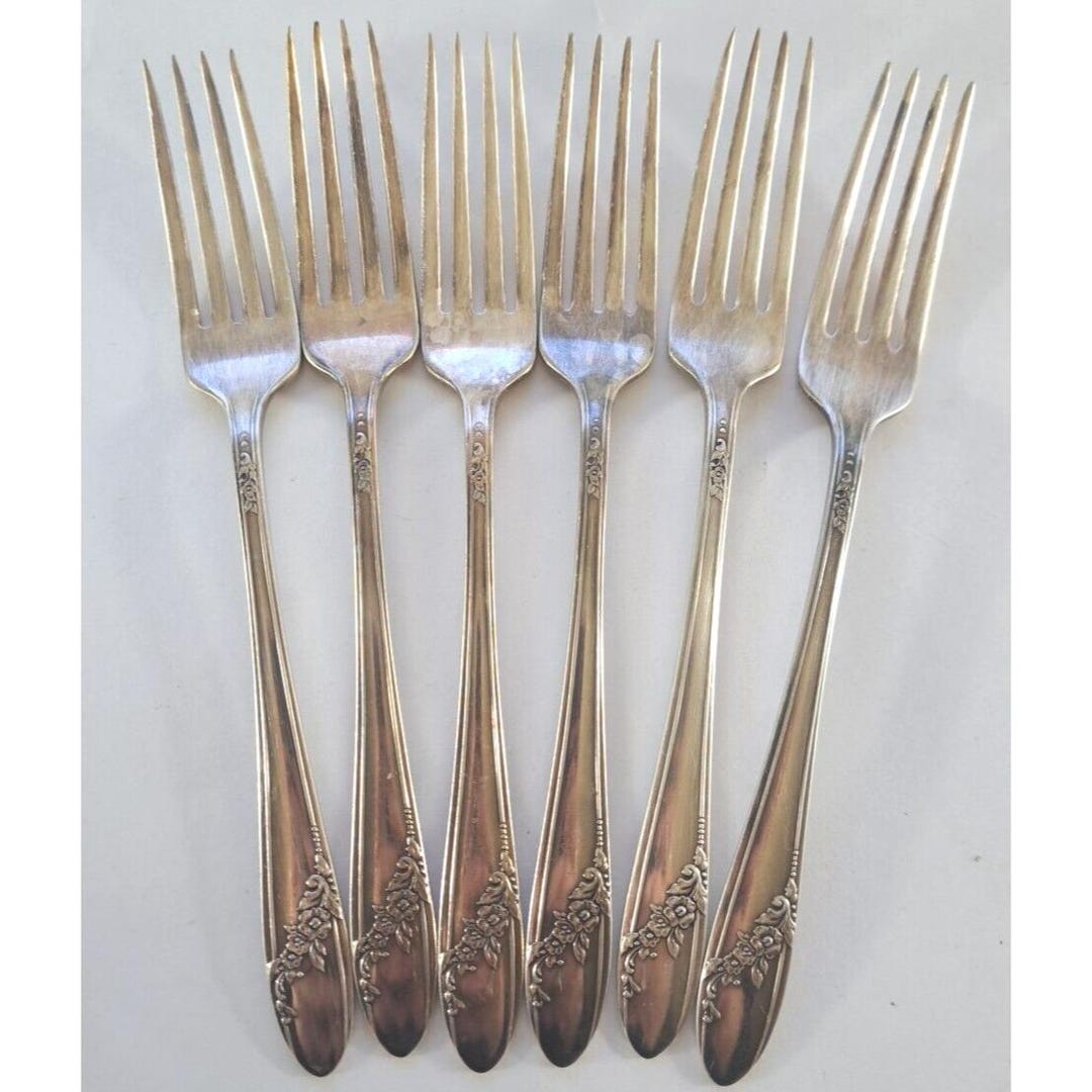 Vintage Oneida Queen Bess II Dinner Forks Tudor Plate 1946 Set of 6 Mid ...