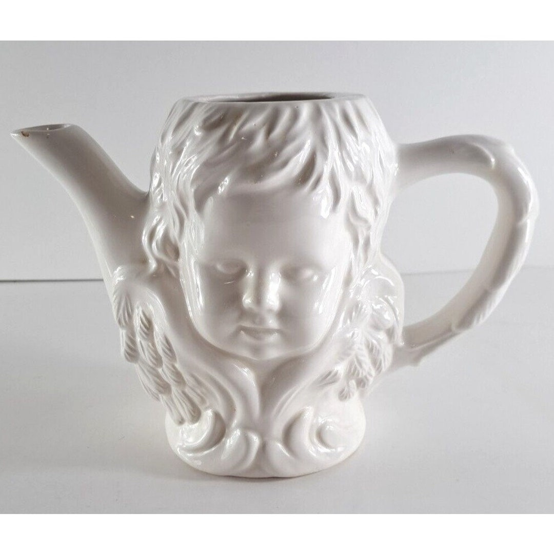 Vintage Cherub Angel Water Pitcher Ewer Ceramic White 3D Boy 1992 CBK ...