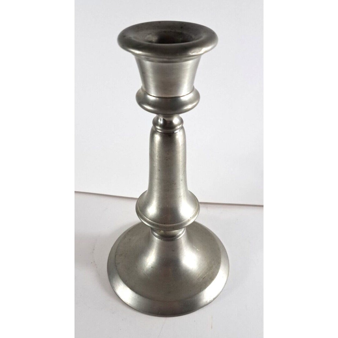 Vintage Plymouth Pewter Candlestick 8.5 Colonial Pioneer Made in USA ...