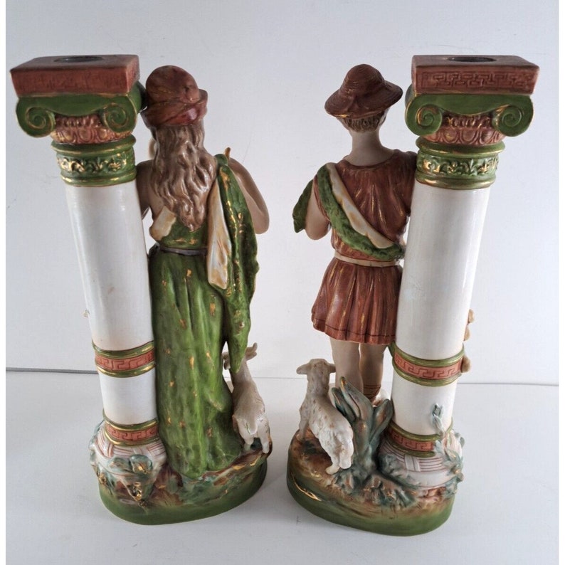 Antique Royal Dux Shepherd Shepherdess Lamp Bases Figures Art Nouveau ...
