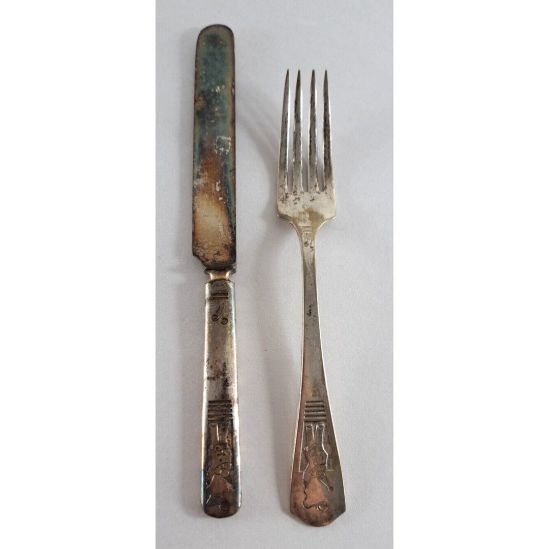 Vintage Imperial Silver Plate Clown Fork & Knife Childs Flatware Pieces ...