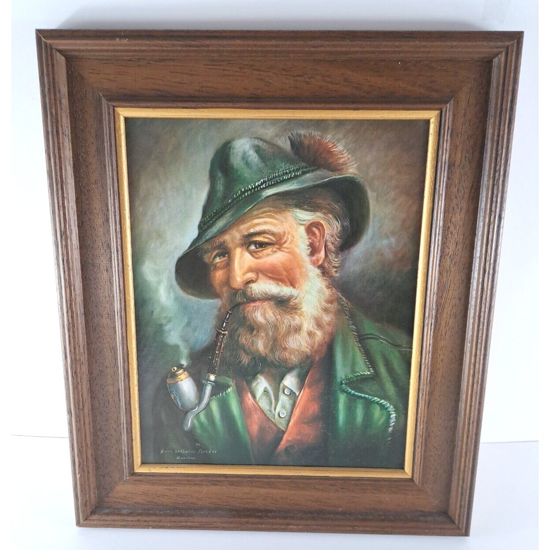 Heinz Wilhelm Becker Munchen Print Man With Pipe Portrait in - Etsy