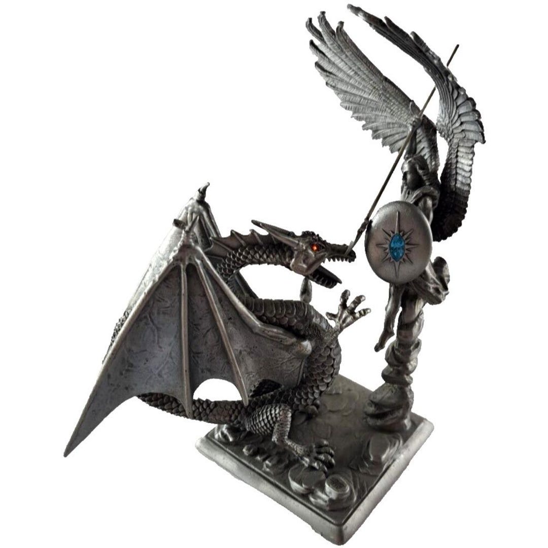 Tom Meier Pewter Figurine Archangel Michael Fighting Dragon 1990 Partha ...