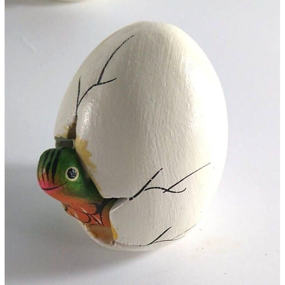 VTG Ceramic Hatching Exotic Bird Chicks W Eggs Toucan Parrot Hand ...