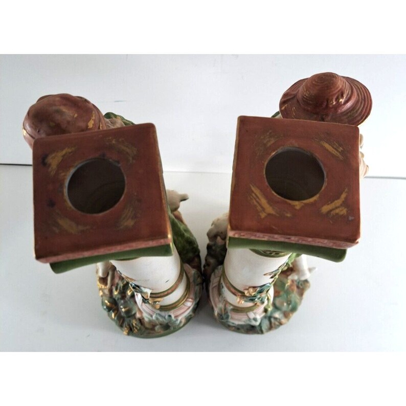 Antique Royal Dux Shepherd Shepherdess Lamp Bases Figures Art Nouveau ...