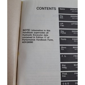 CAT Caterpillar Performance Handbook Hydraulic Excavators Manual 1987 ...