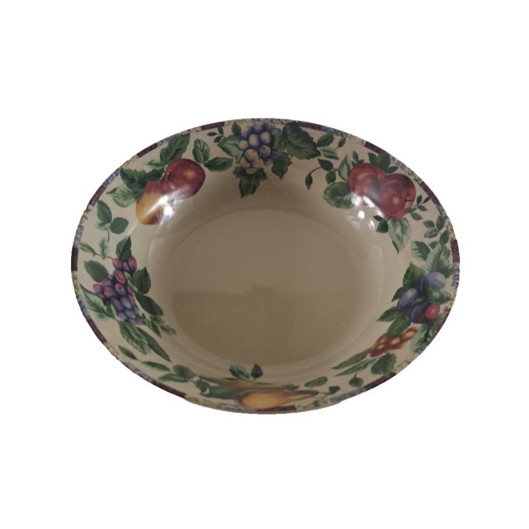 Oneida Sakura Sonoma Serving Bowl Fruit Pattern Beige Stoneware Y2K 9.5 ...