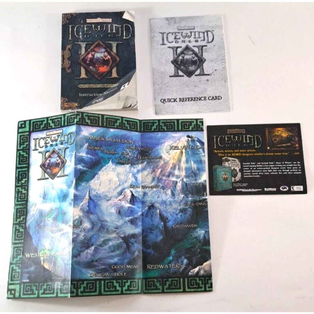 Vintage Icewind Dale II 2 Manual Map PC Game Reference Card Dungeons ...