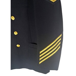 Mens Vintage Navy Blazer Uniform Coat Military Black Buttons Patch ...