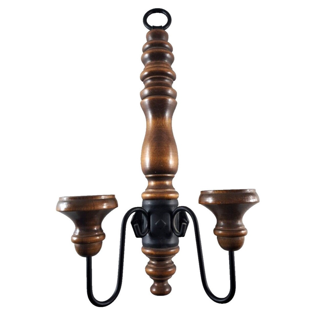 Vintage Wood Wall Decor Taper Candle Holder Retro Farmhouse Country ...