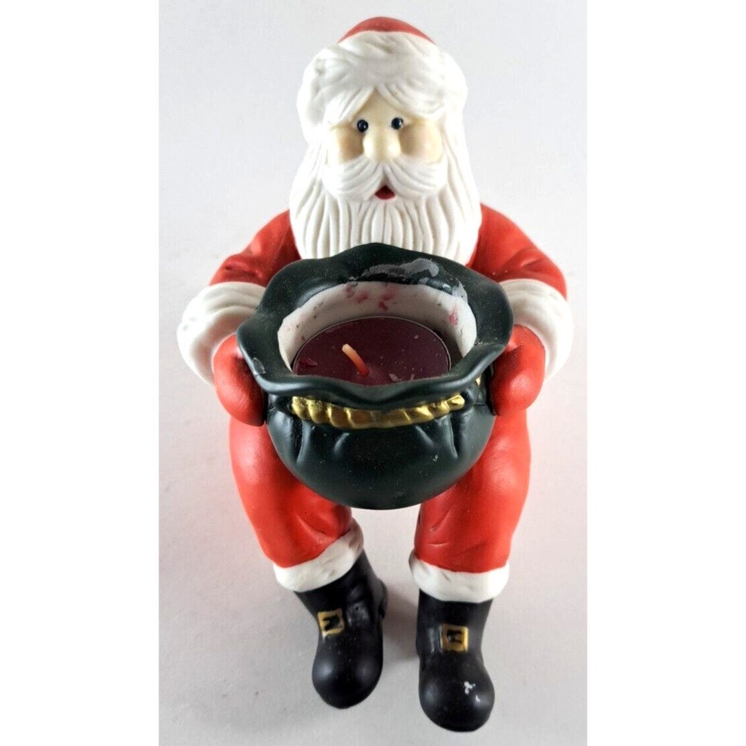 Vintage Parylite Ceramic Santa Tea Light Candle Holder Sitting Mantle ...