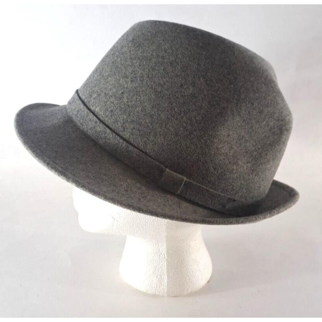 Mens Vintage Fedora Hat Flex Felt Gray Wool Traveler Retro Derby Large ...