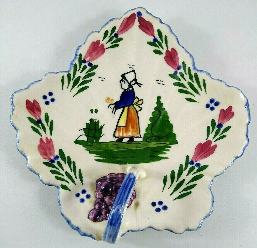 Blue Ridge Pottery Plate French Peasant Woman Platter Maple Leaf Relish ...