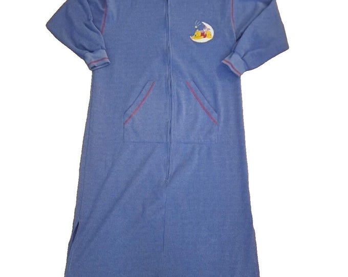 Y2K Winnie the Pooh Robe Womens Blue Ribbed Piglet 3/4 Zip Blue Pockets ...