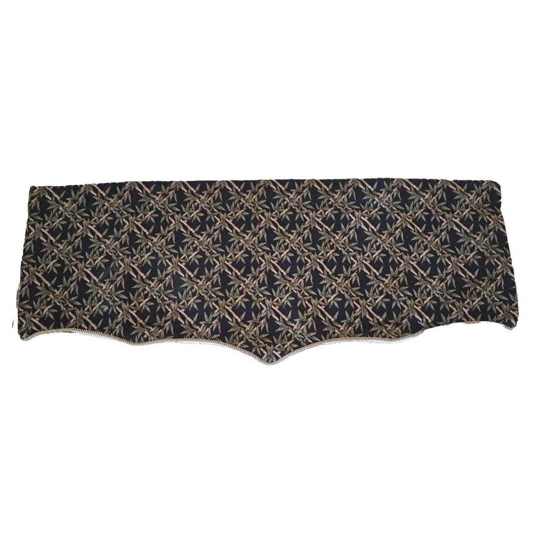 Bamboo Tapestry Valance Scalloped Black Lattice Gold Piping Tropical ...
