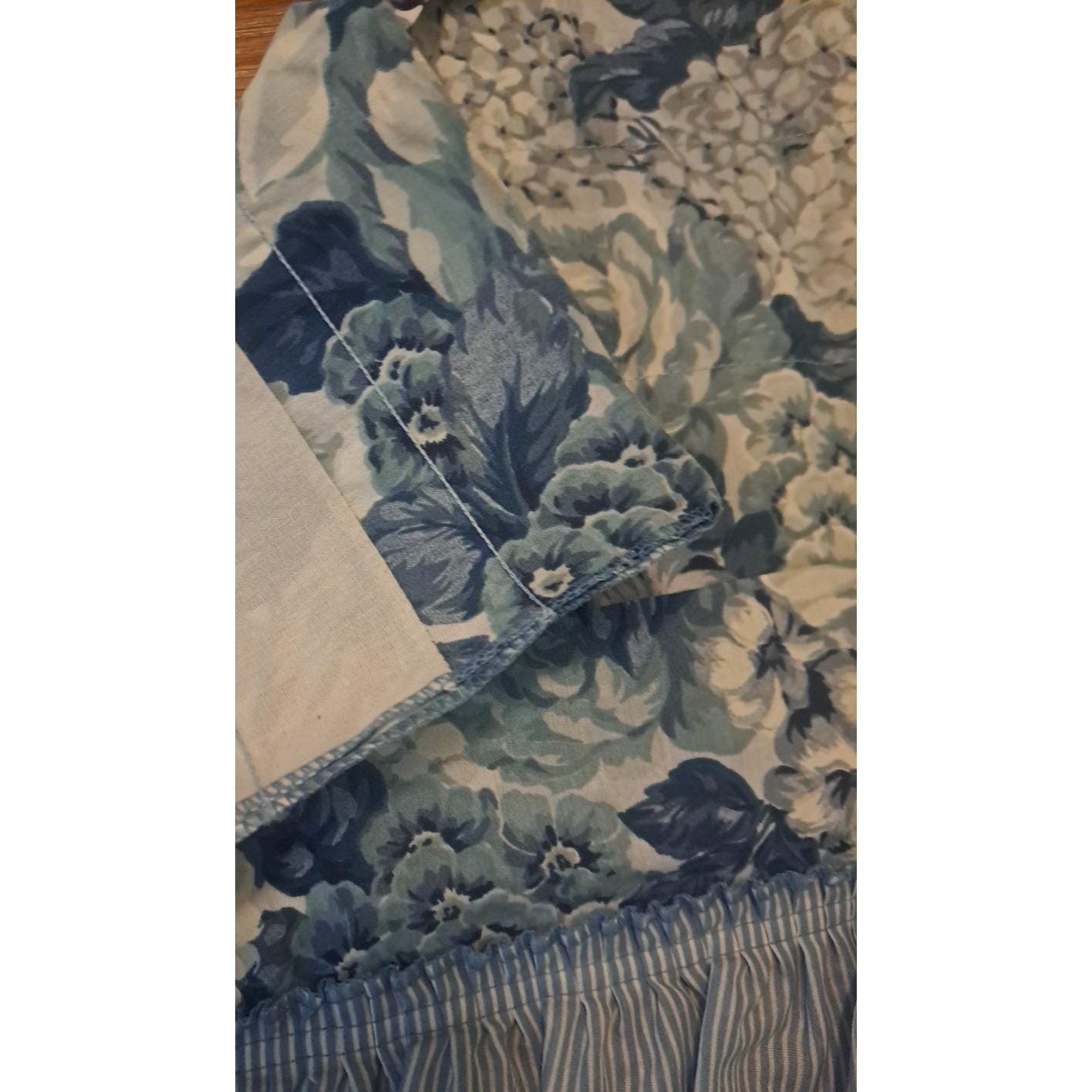 Vintage Window Valance Blue Floral Roses Ruffled Floral Cottage Country ...