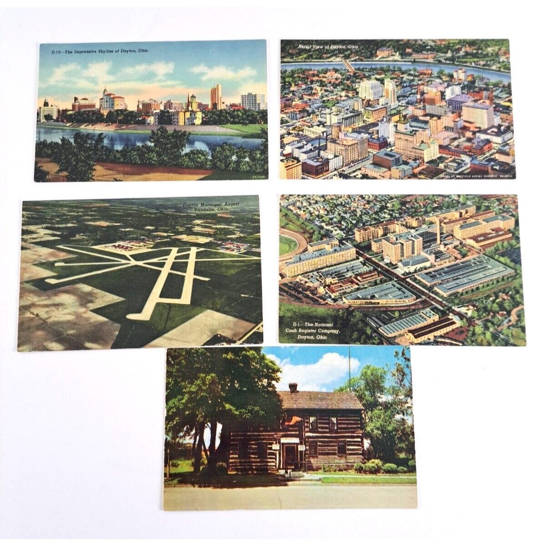 Vintage Dayton Ohio Postcards Lot of 5 Linen Kodachrome Airport Aerial ...