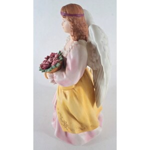 Homco Porcelain Angel W Rose Flower Bouquet Pink Gold Dress Pastel ...