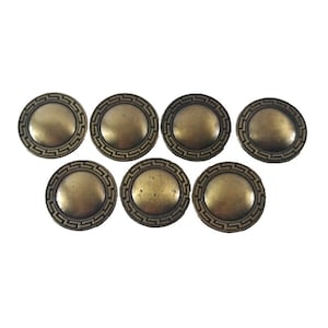 Vintage Round Knobs Greek Key Metal Closet Dresser Pulls Set of 7 Mid ...