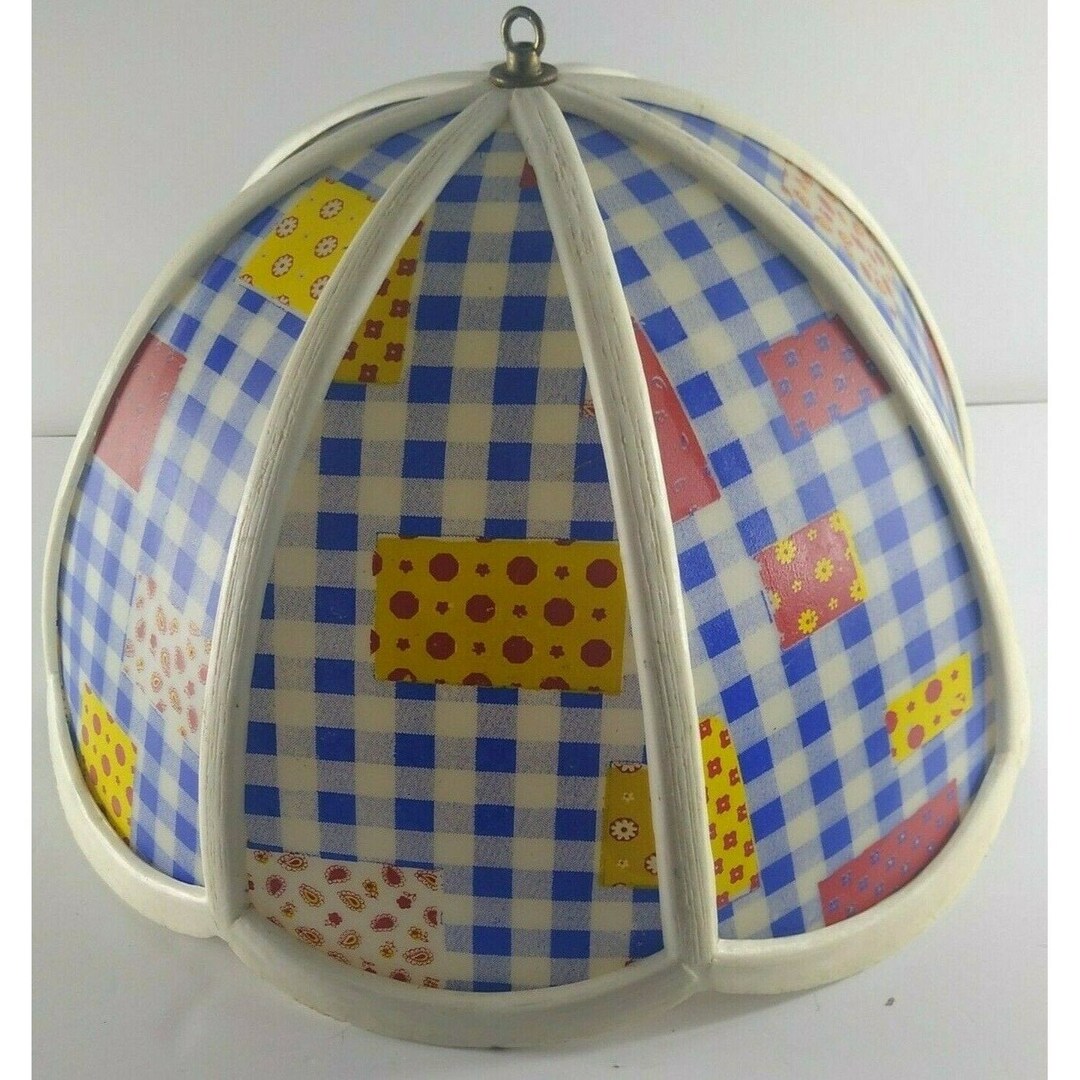Vintage Hanging Lamp Ceiling Light Shade Plastic Patchwork 60s 70s ...
