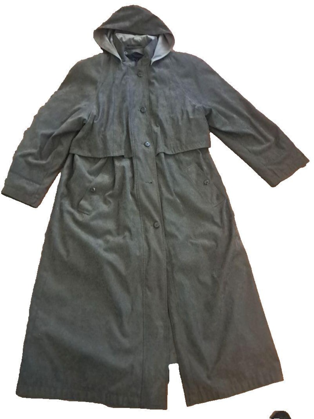 Womens Vintage Duster Rain Coat Faux Suede Brown Pockets Removable ...