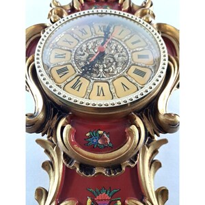 Vintage Wall Clock Red Gold Floral French Louis XV Style Elegant ...