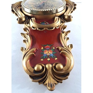 Vintage Wall Clock Red Gold Floral French Louis XV Style Elegant ...
