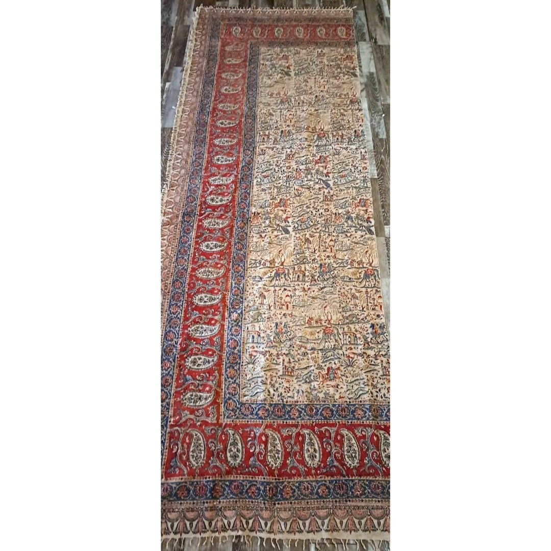 Antique Rug Runner Mantle Scarf Art Deco Paisley Animals Asian Scene ...