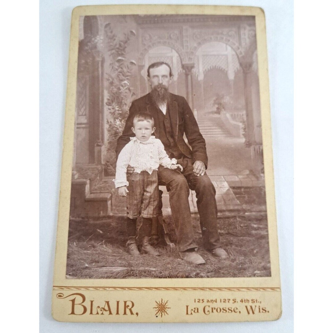 Antique Photograph Victorian Father W Boy 1800s 4.5x6.5 Blair La Crosse ...