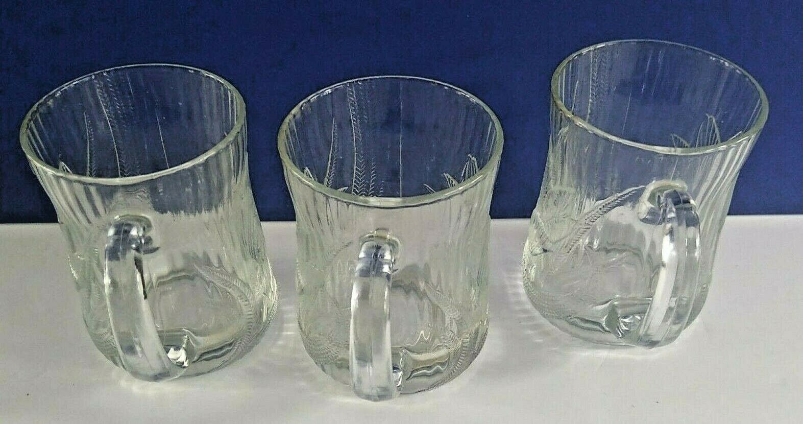 Arcoroc France Drinking Glasses Mugs Cups Clear Set of 3 Canterbury ...