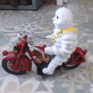 MICHELIN MAN on Red Harley Davidson Motorcycle Painted Cast Iron ...
