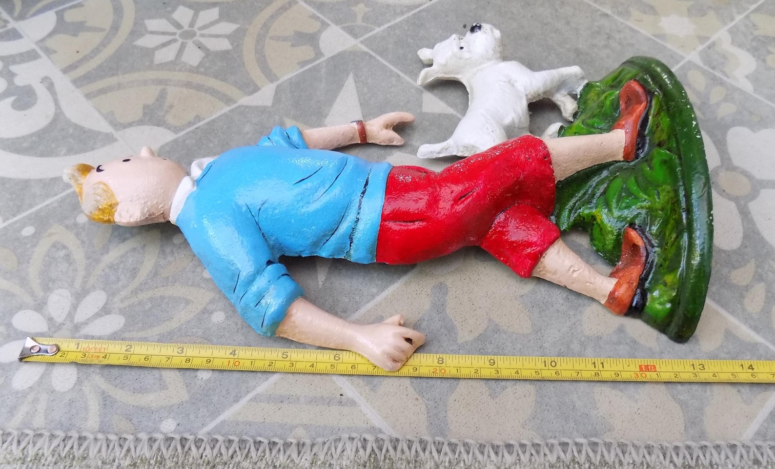 Large Heavy Cast Iron " TINTIN & SNOWY Doorstop Ornament 34cm or 13 1/4 ...
