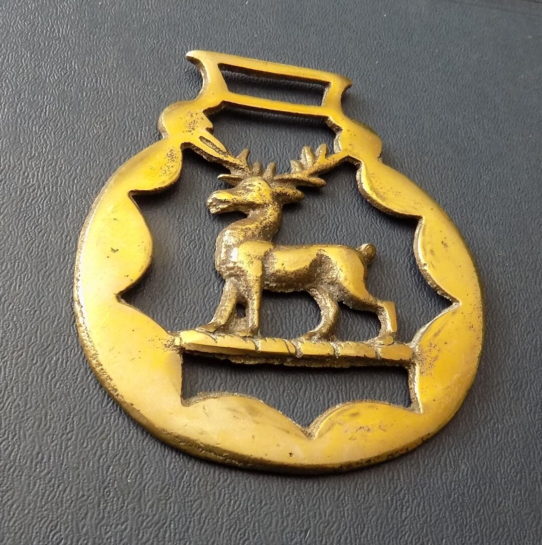 Antique Cast HORSE BRASS STAG Statant Style Design Made in England - Etsy