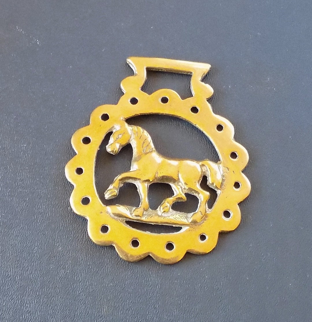 Horse Brasses Folk Art Rare Antique HORSE BRASS Horse Passant Sussex ...