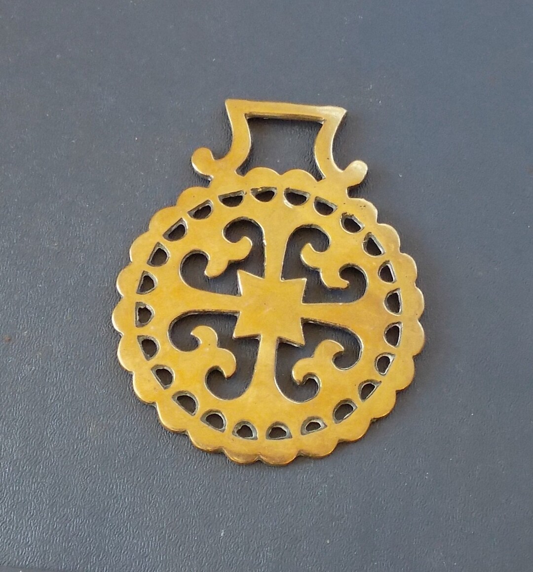 Rare Antique Cast HORSE BRASS Cross Moline Quadrate Style Design Made ...