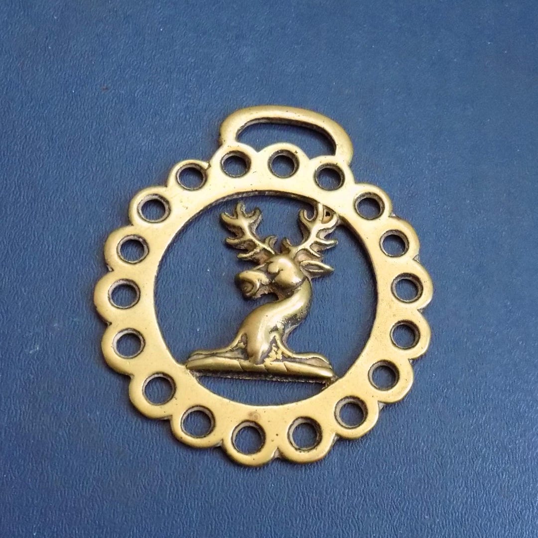Antique HORSE BRASS Stags Head Style Design Made in England - Etsy