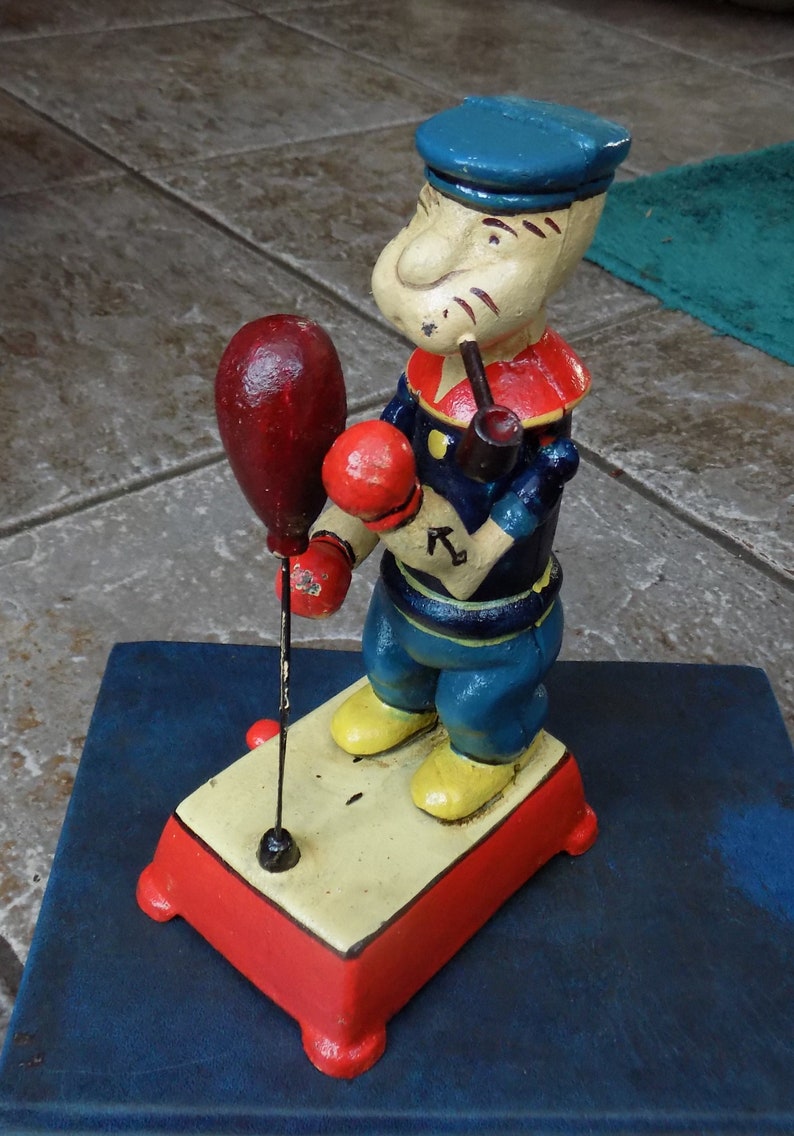 POPEYE the sailor man moving BOXING novelty Figure.Press a | Etsy
