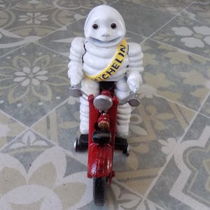 MICHELIN MAN on Red Harley Davidson Motorcycle Painted Cast Iron ...