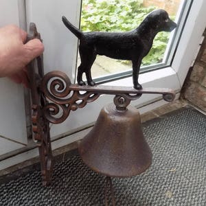 BLACK LABRADOR BELL Heavy Cast Iron Bell Wall Fence Mounting Loud ...