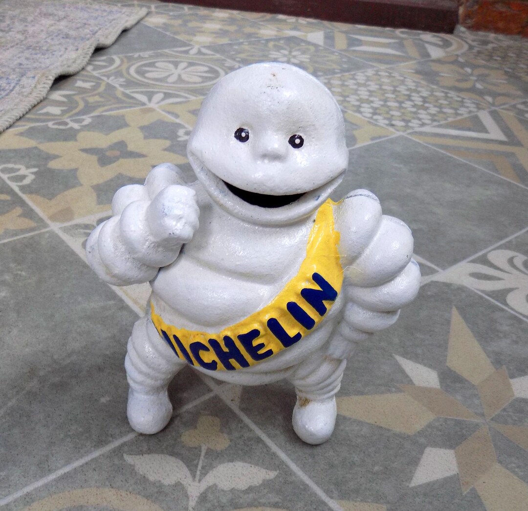 Cast Iron " MICHELIN MAN " Reg 67548 Detroit Money Box Bank 6" Tall ...