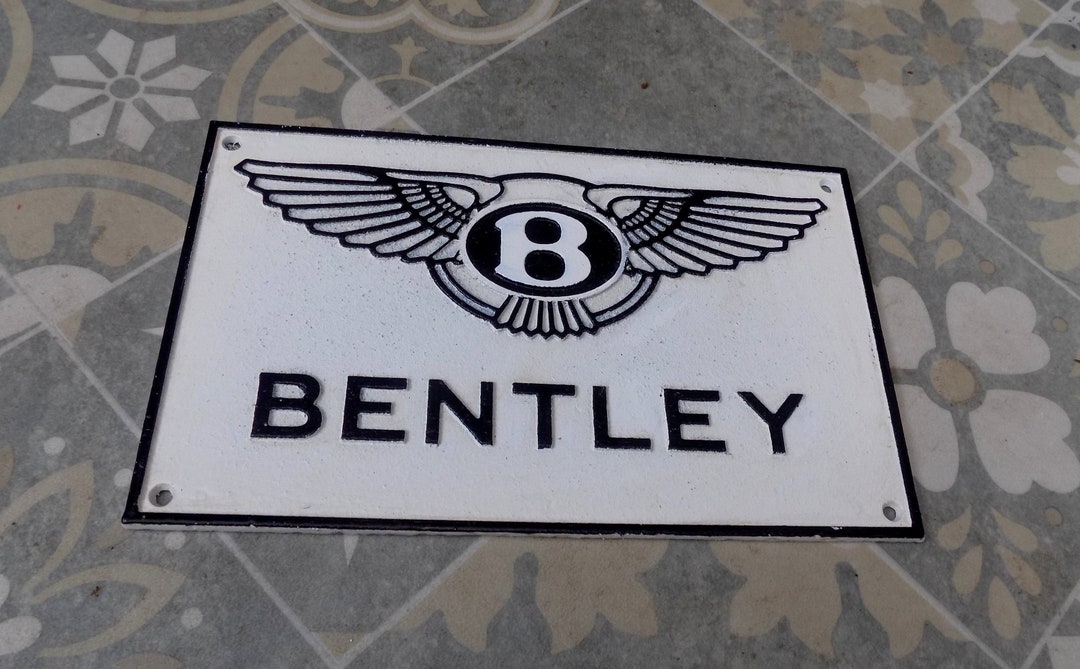 BENTLEY Wings Logo 2 Colour Heavy Cast Iron Sign or Plaque 12" X 7 1/2 ...